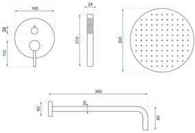 REA-P8809 - Sprchová sada s podomítkovou baterií LUNGO kartáčovaná měď
