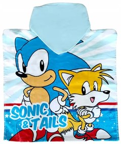 DĚTSKÝ BAVLNĚNÝ PONČO RUČNÍK S KAPUCÍ SONIC 50X100 CM VZOROVANÝ