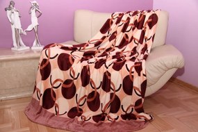 Krémová deka se béžovo - bordó vzorem