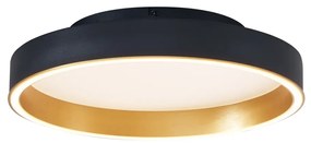 Designové stropní svítidlo černé se zlatou barvou 40 cm vč. LED 3-stupňový spínač - Ingo