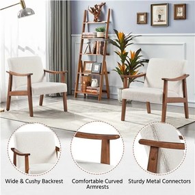 Křeslo Yaheetech – slonová kost, 62 cm (šířka) × 70 cm (hloubka) × 74 cm (výška), polyester (257085695831)
