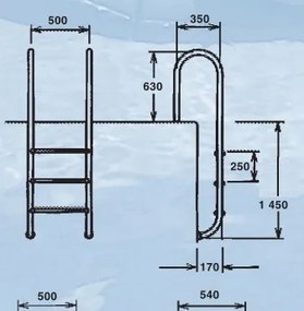 Vagnerpool Bazénový žebřík nerez Muro 5 stupňový, AISI 304