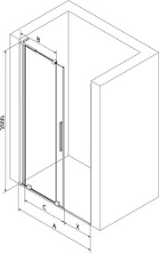 Mexen Velar L sprchové dveře posuvné 100 cm, transparentní, kartáčovaná měď - 871-100-003-01-65