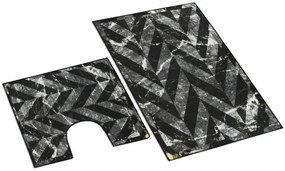 Koupelnové předložky SADA 3D tisk - sada 60x100, 60x50 cm černý mramor