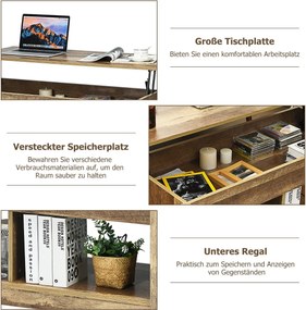 Costway Konferenční stolek se zvedací deskou Multifunkční akcentový nábytek