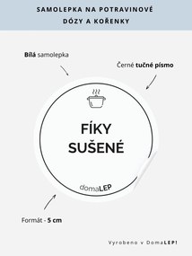 FÍKY SUŠENÉ – bílá samolepka na dózu, tučné písmo, 5 cm | DomaLEP