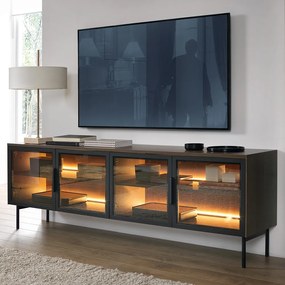LUMI d | TV stolek RTV 181 4D + LED | 181 cm | dub dunin/černá