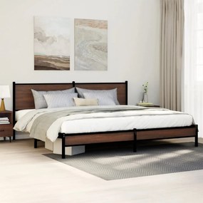 Kovový rám postele bez matrace hnědý dub 193 x 203 cm 3301407