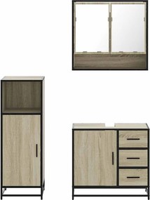 3dílný set koupelnového nábytku dub sonoma kompozitní dřevo 3300986