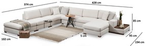 Rohová sedačka s integrovaným stolkem Bellona 428 cm béžová - levá