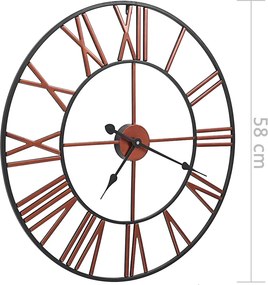 Nástěnné hodiny kovové 58 cm červené 283864
