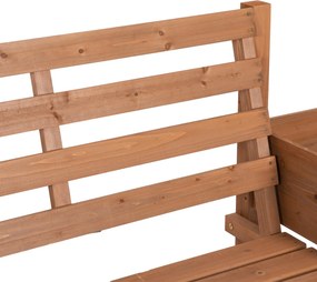 Zahradní lavička Outsunny, pro 2 osoby, dřevěná lavička s květináčem, vhodná do zahrady a na terasu, nosnost až 240 kg, 184 x 59 x 95 cm, tmavě hnědá