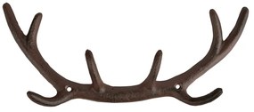 Hnědý kovový nástěnný věšák Antlers – Esschert Design