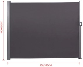 Boční markíza Lovington - 180 x 300 cm, hliník antracit