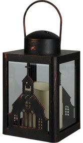 Lucerna s LED svíčkou Church černá, 10 x 16 cm