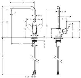 Hansgrohe Focus M41, dřezová baterie, černá matná, 31817670