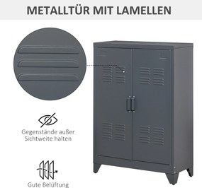 HOMCOM Kovový Úložný Skříň s Magnetickými Žaluziemi, Dvojitými Dveřmi, Nastavitelnou Policí, Kancelářský Úložný Skříň pro Pracovnu, Obývací Pokoj 75 …