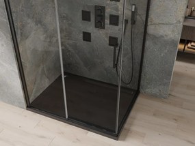 Mexen Omega posuvný sprchový kout 100 x 80 cm, transparentní, černý + vanička Flat, černá - 825-100-080-70-00-4070B