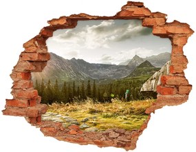 Wallmuralia Samolepící díra na stěnu Dům v horách 90x70 cm