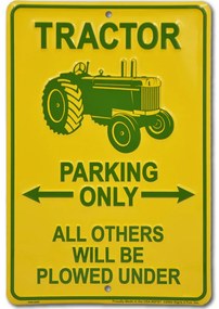 Plechová cedule Tractor Parking only 20 cm x 30 cm