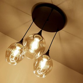Černo-hnědý závěsný lustr Aspa pro žárovku 3x E27 s kulatou základnou  - Candellux
