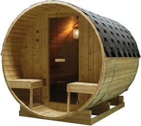 RAKOUSKÝ produkt - Venkovní sudová sauna BERGEN pro 4-6 osob 194,8x220x191,5 cm (F70220)