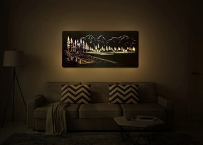 Li-Go "Pod vrcholy hor" světelný obraz s baterií 120x60cm varianta ovládání: manuál/pohybové čidlo, provedení povrchu: ořech