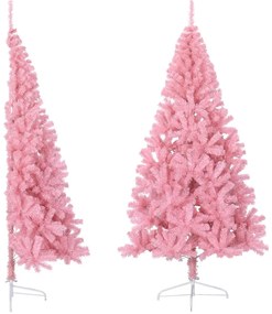 344673 vidaXL Umělý poloviční vánoční stromek se stojanem růžový 210 cm PVC