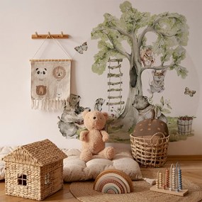 Gario Dětská nálepka na zeď Woodland walk - medvídci, myšky a veverka Rozměry: 95 x 95 cm