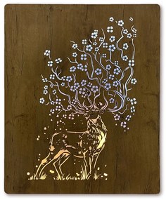 Li-Go "Jelen" světelný obraz 230V 70x100cm provedení povrchu: dub světlý