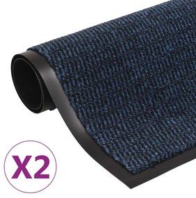 Protiprachové rohožky 2 ks obdélník všívané 80 x 120 cm modré 3051612
