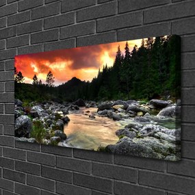 Obraz na plátně Jezero Kameny Les Příroda 120x60 cm