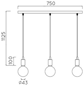 Lucide 08408/03/30 - Napájecí kabel FIX MULTIPLE 3xE27/60W/230V