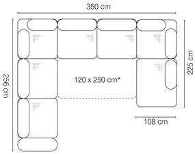 Sedací souprava ROSSO U | 256x350x225 | ROZKLÁDACÍ | levá | VÝBĚR TKANIN