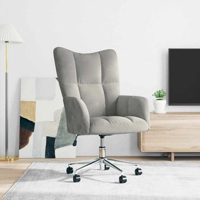 Relaxační křeslo světle šedé samet 328161
