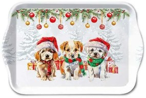Bílý melaminový tácek s pejsky Cute Puppies - 13*21 cm
