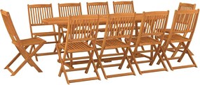 11dílný zahradní jídelní set 220x90x75cm masivní akáciové dřevo 3086977