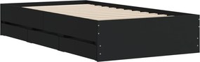 Rám postele se zásuvkami černý 90 x 200 cm kompozitní dřevo 3207295