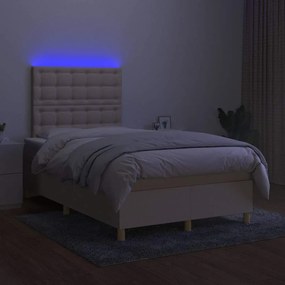 Box spring postel s matrací a LED krémová 120 x 200 cm textil 3135746