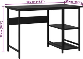 PC stůl černý 105 x 50 x 72 cm MDF a kov 20550