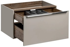 COMAD Závěsná skříňka s umyvadlem - SANTA FE 82-80 taupe + 89-80 oak, šířka 80 cm, krémová/dub santa fe vintage