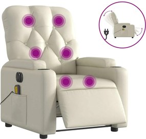 Elektrické masážní polohovací křeslo krémové umělá kůže 3204766