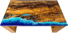 Konferenční stolek - 91 x 51 cm - špaltovaný buk / epoxidová pryskyřice