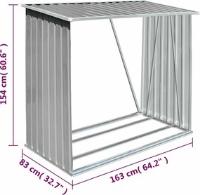vidaXL Zahradní kůlna na dříví pozinkovaná ocel 163x83x154 cm [47091] Barva: Šedá