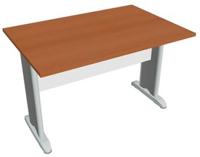 Stůl jednací rovný 120 cm - Hobis Cross CJ 1200 Dekor stolové desky: třešeň, Dekor lamino podnože: bílá, Barva nohou: Stříbrná