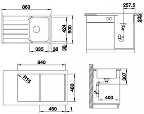 Dřez Blanco Lemis 450, kartáčovaný nerez