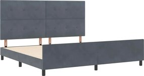 Postel s boxspringem s čelo Tmavě šedá 200 x 200 cm samet 3344964
