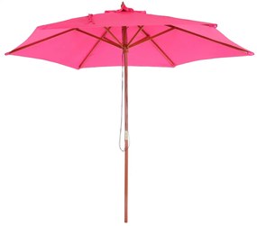Slunečník Florida Ø 3m - polyester/dřevo - růžová