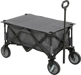 Skládací vozík Outsunny, ruční vozík s koly, brzdami, praktickou taškou, 125L přepravní vozík s nosností až 120kg, XXL užitkový vozík, zahradní vozík…