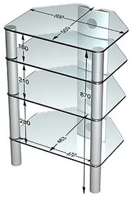 Hifi stolek SONOROUS RX 2140 (černé sklo + stříbrné alu)